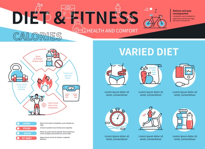 Nutrition and color diet infographic with charts Vector Image