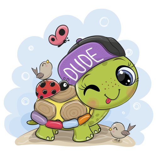 Cartoon sea turtle character Royalty Free Vector Image