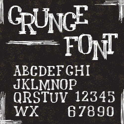 Hand drawn grunge font letters set Royalty Free Vector Image