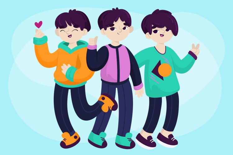 K-pop boy group concept Royalty Free Vector Image