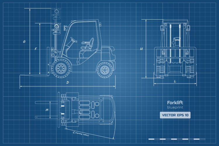 Forklift in realistic style top side front view Vector Image