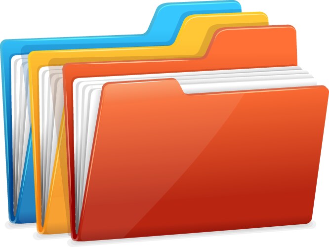 Three folders on white background Royalty Free Vector Image
