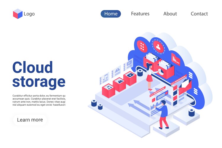 Protect database in cloud landing page template Vector Image