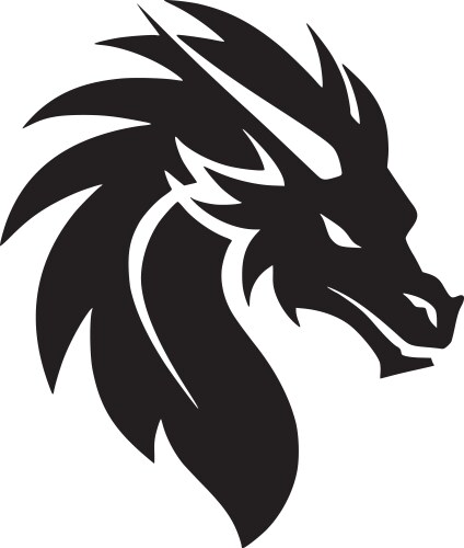 Black and white dragon head Royalty Free Vector Image