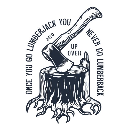 Lumberjack stump with axe for axeman logo design Vector Image