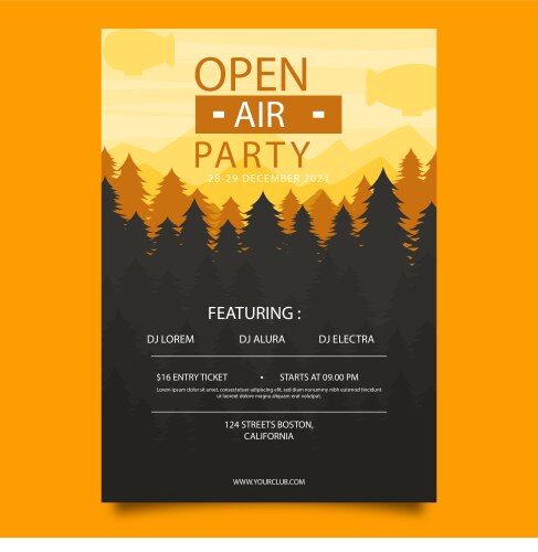 Open air party poster template Royalty Free Vector Image