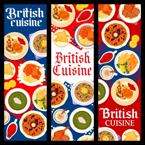 British cuisine restaurant menu with english food Vector Image