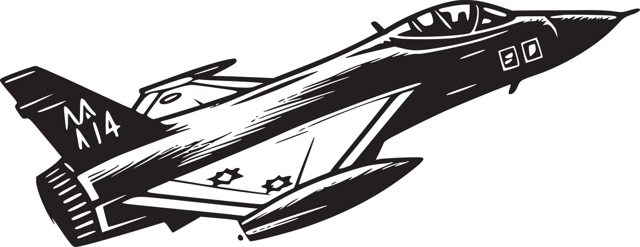 Fighter jet - minimalist and flat logo Royalty Free Vector