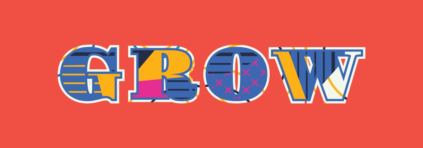 Play learn grow bright lettering quote isolated Vector Image