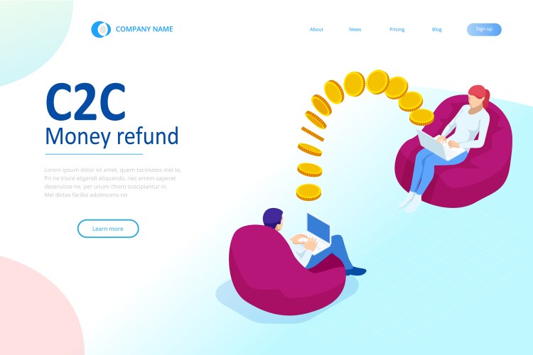 Customer to business model flat c2c Royalty Free Vector