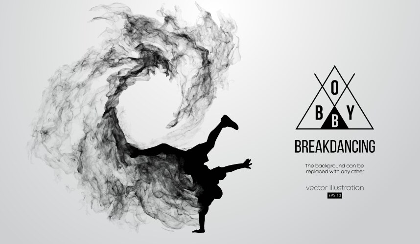 Silhouette of a breakdancer man breaker breaking Vector Image
