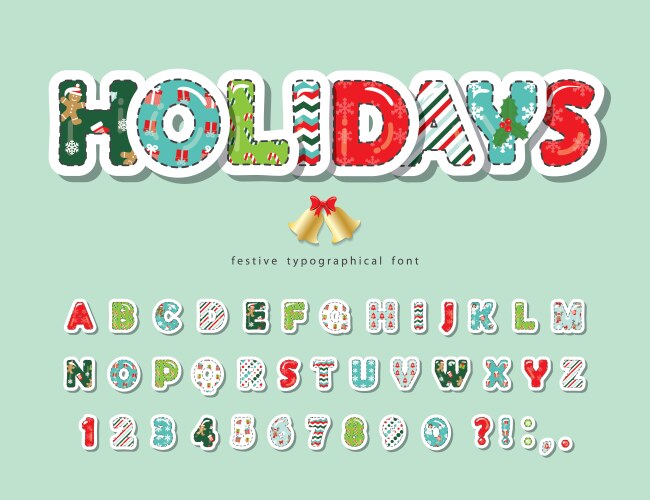 Christmas snowy alphabet font with snow Royalty Free Vector