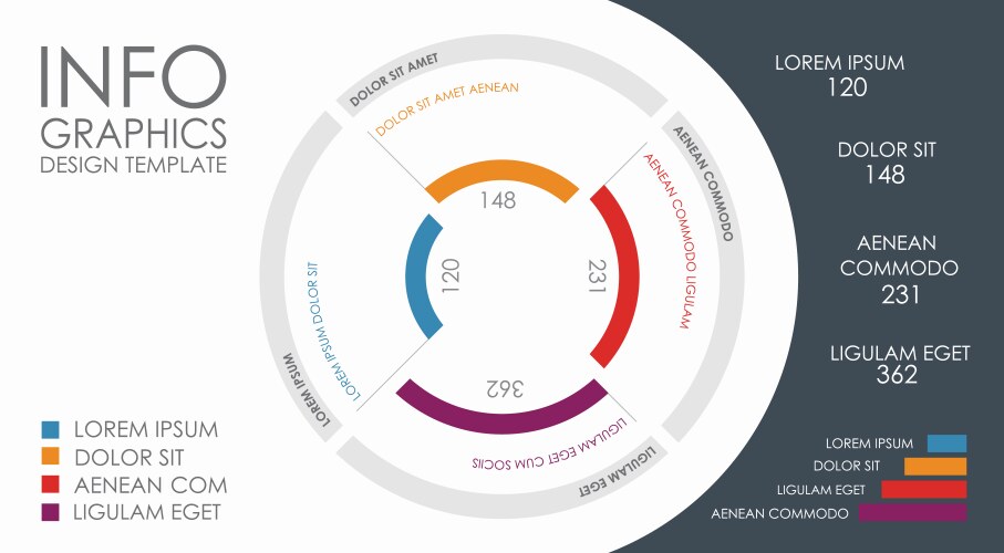 Circle chart template for infographics 4 Vector Image