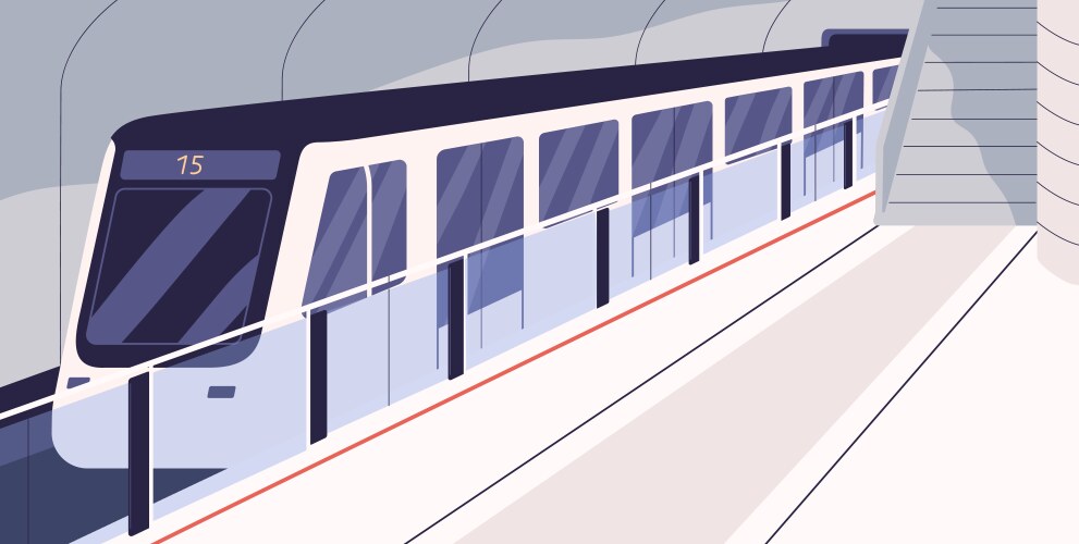 Subway underground platform with modern train Vector Image
