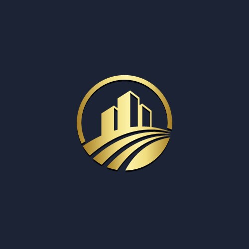 Gold building town cityscape logo Royalty Free Vector Image