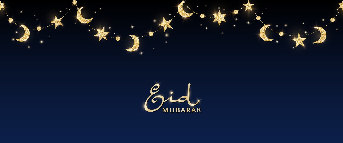Eid mubarak banner with glitter decoration Vector Image