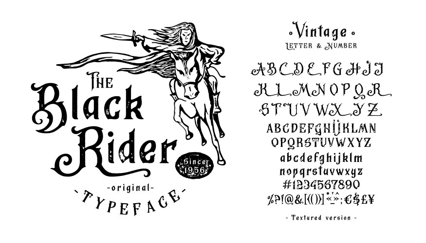 Font black rider vintage design for logo Vector Image