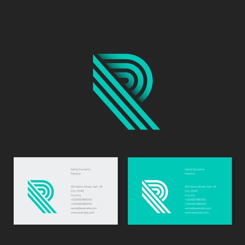 Business card letter r Royalty Free Vector Image