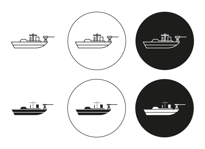 Army boat flat editable icon mark set Royalty Free Vector