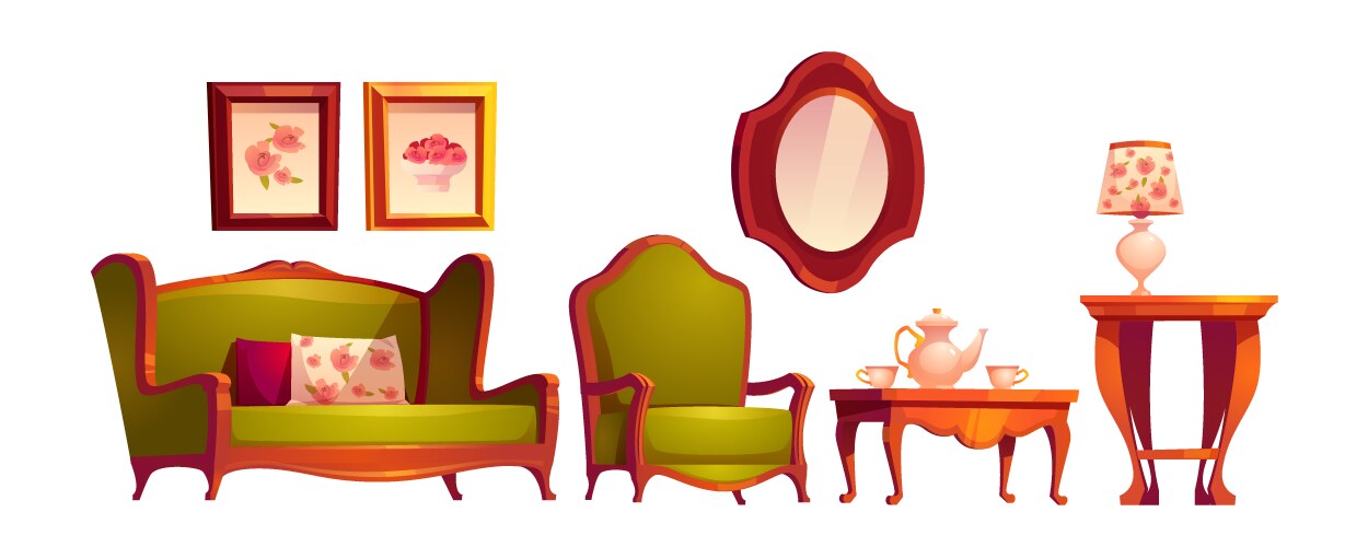 Interior living room in old victorian style Vector Image