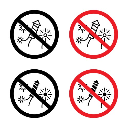 Fireworks rocket sign icon set safety Royalty Free Vector
