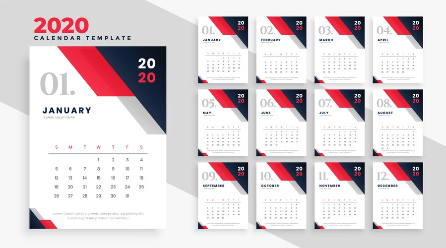 2026 calendar template modern red wave header cl – Royalty-Free Vector ...