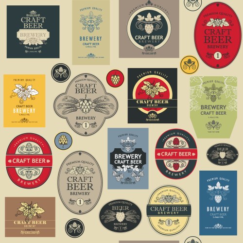 Beer menu design with retro labels Royalty Free Vector Image