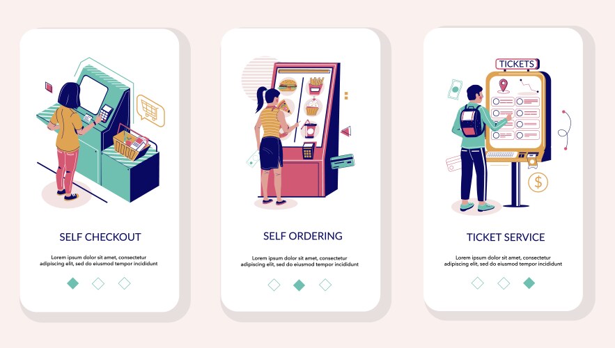 Self service machines banners Royalty Free Vector Image