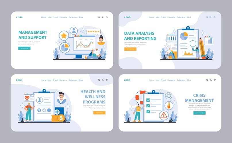 Management and support concept flat Royalty Free Vector