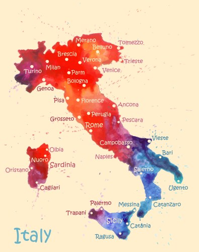 Italy tourist map with regions Royalty Free Vector Image