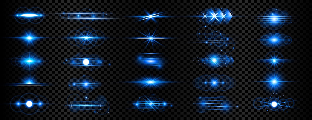 Blue lens flare collections Royalty Free Vector Image