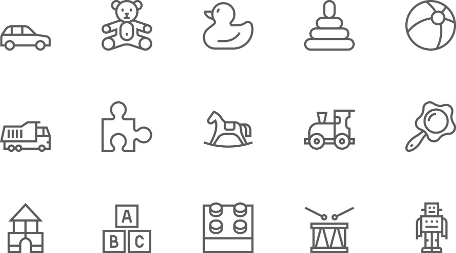 Toys icons collection Royalty Free Vector Image