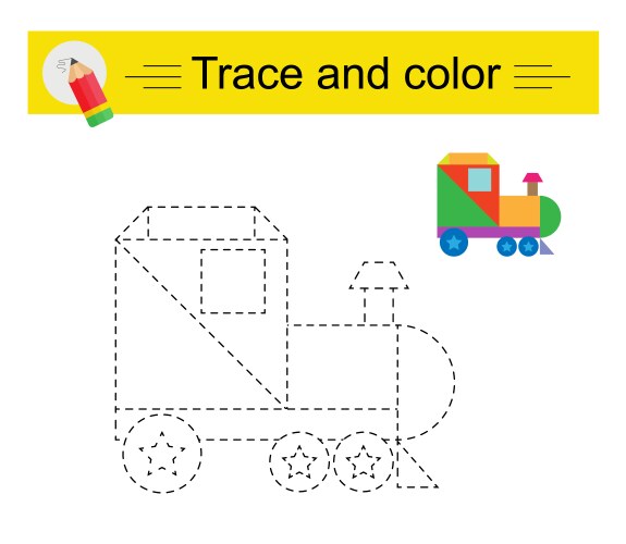 Trace and color for children preschool worksheet Vector Image