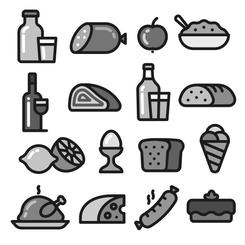 Food icon set on white background Royalty Free Vector Image