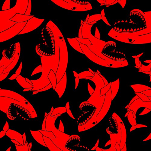 Shark pattern seamless sea predator background Vector Image