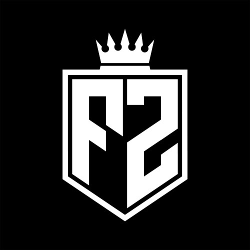 Fz letter bold monogram triangle curve shield Vector Image