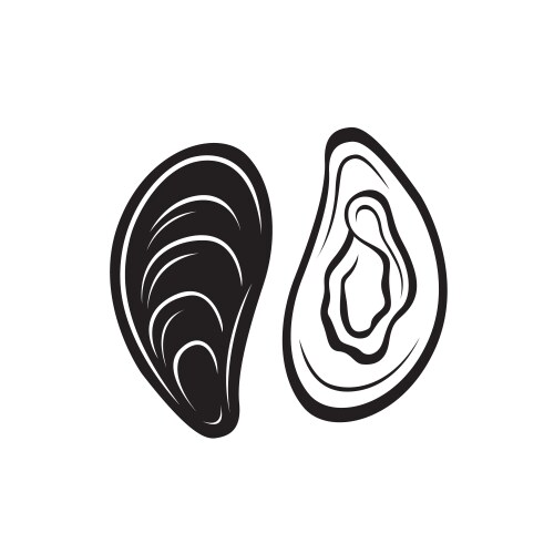 Scallop shell label Royalty Free Vector Image - VectorStock