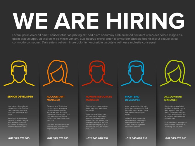 We are hiring minimalistic dark flyer template Vector Image