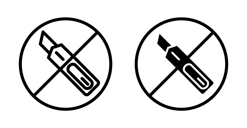 Do not cut sign icon set forbidden use of utility Vector Image