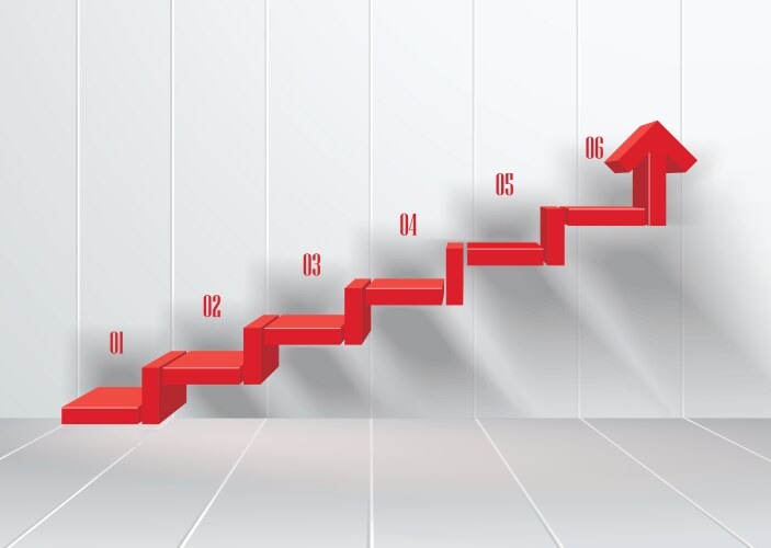 Number 1234 step ladder with flat design layout Vector Image