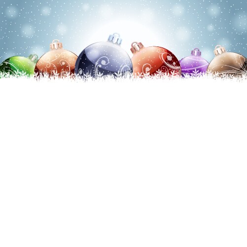 Christmas color baubles on snow Royalty Free Vector Image