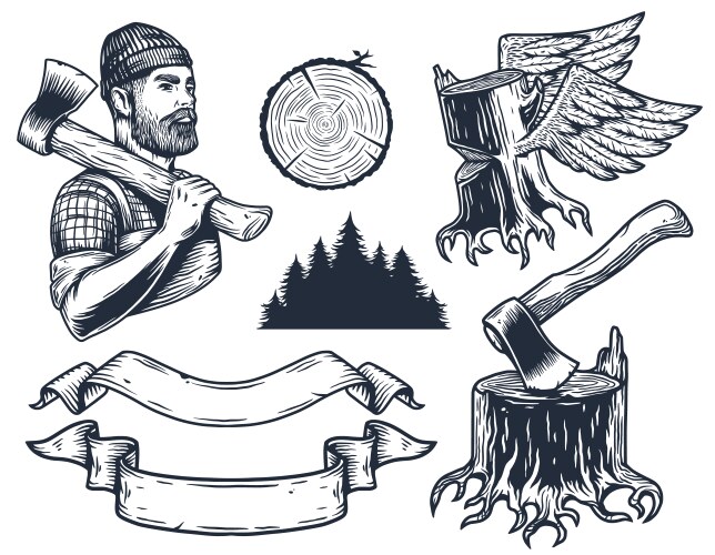 Lumberjack woman with axe female axeman for logo Vector Image