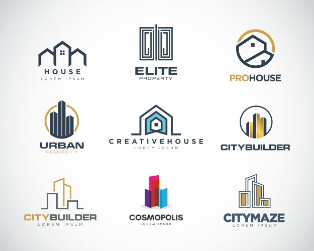 Abstract modern gold silver property logo Vector Image