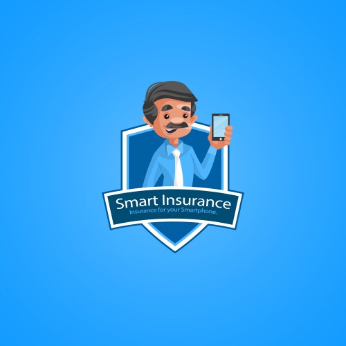 Smart insurance mascot logo Royalty Free Vector Image