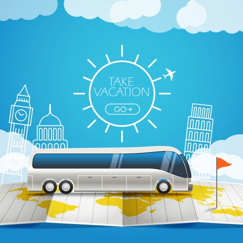 Travel by bus to the town Royalty Free Vector Image