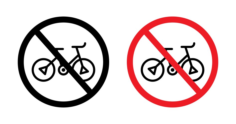 Bicycle prohibition sign icon set ban Royalty Free Vector