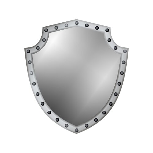 Silver shield shape icon 3d gray emblem sign Vector Image