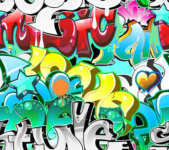 Graffiti wall urban background seamless Royalty Free Vector