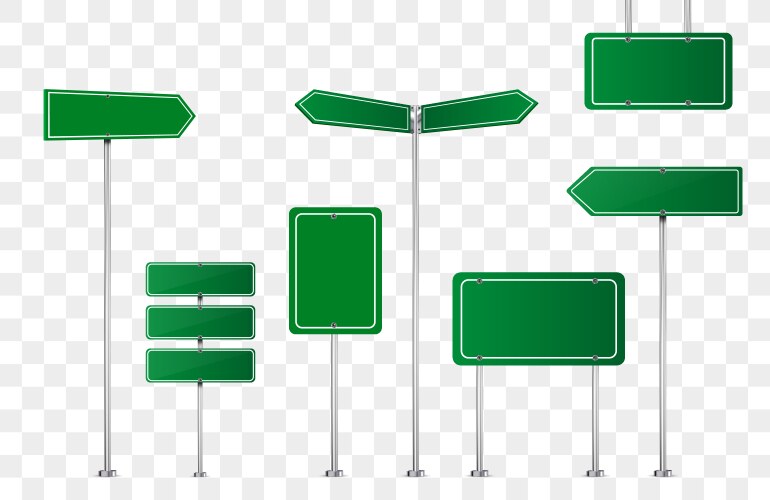 Realistic blank green street and road signs Vector Image