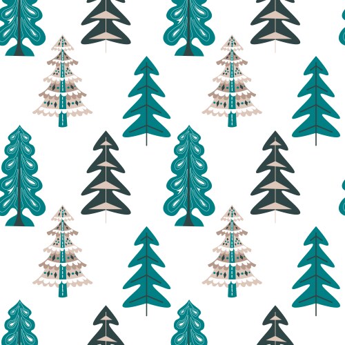 Pine trees seamless pattern doodle forest Vector Image